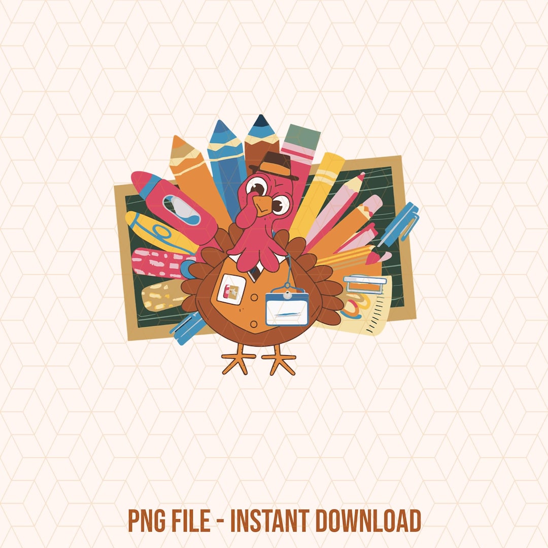 Cute Turkey Teacher Thanksgiving Png, One Thankful Teacher Png, Fall ...