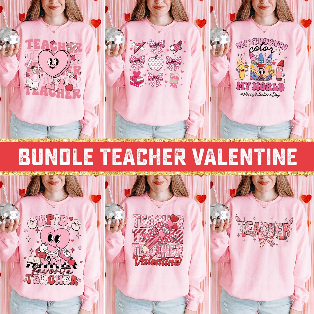 6 Retro Teacher Valentine Bundle, Cupid's Favorite Teacher Bundle, Love ...