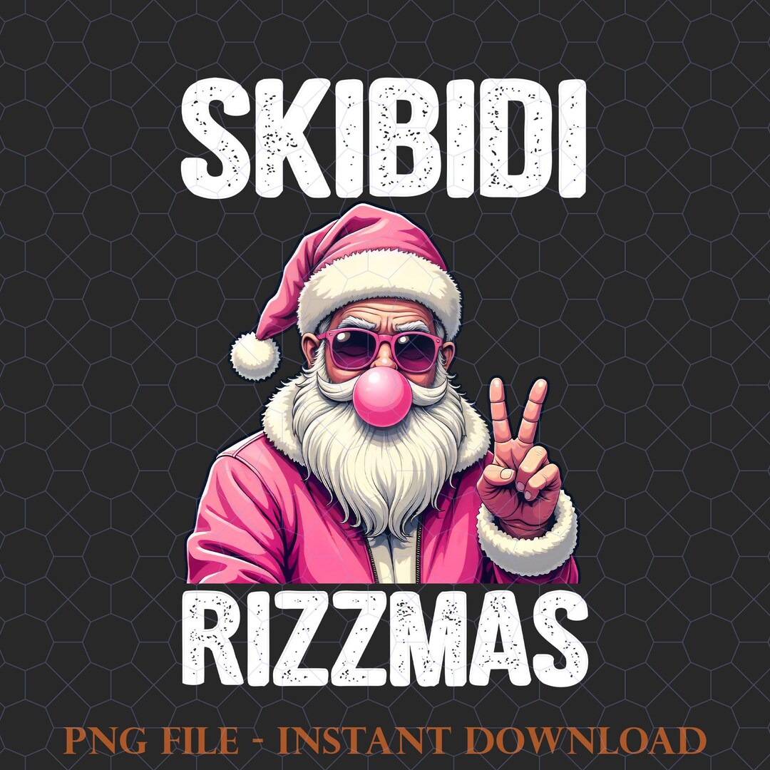 Skibidi Rizzmas Christmas Png, Funny Santa Christmas Png, Pink Santa ...