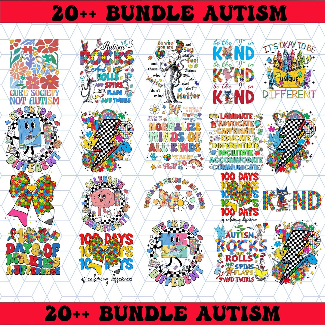 20++ Autism Awareness Bundle, 100 Days of Embracing Differences Png ...