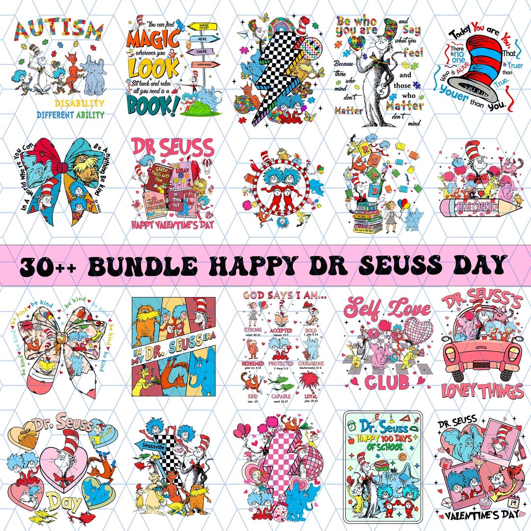 30++ Happy Dr Seuss Day Bundle, Retro Groovy Dr Seuss Bundle, Seuss ...
