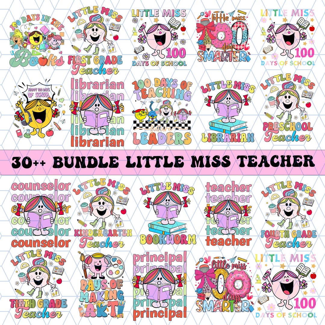 30 Little Miss Teacher Bundle, Teacher 100 Days of School Bundle, 100 ...