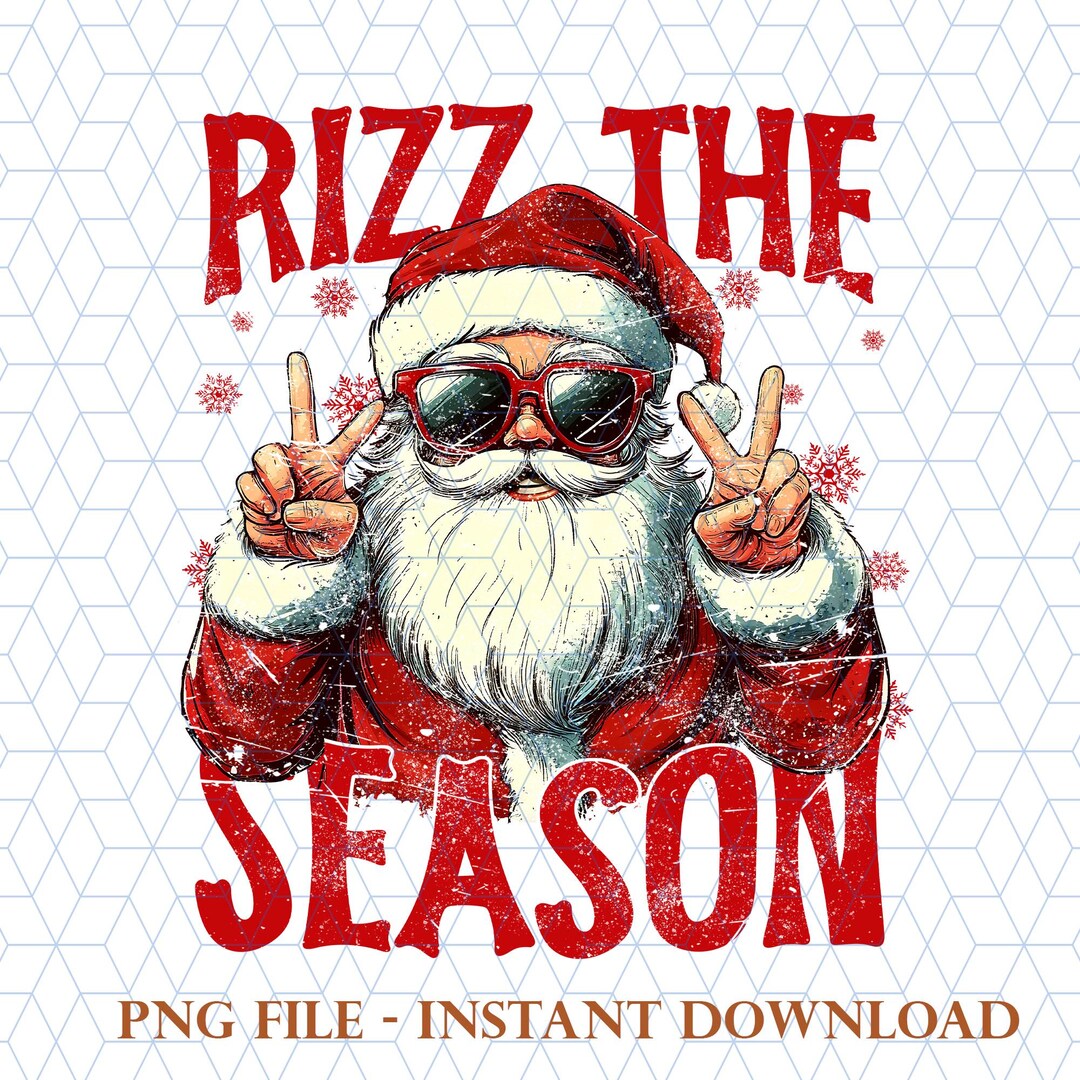 Punk Rock Retro Rizz the Season Png, Funny Santa Claus Png, Trendy Xmas ...