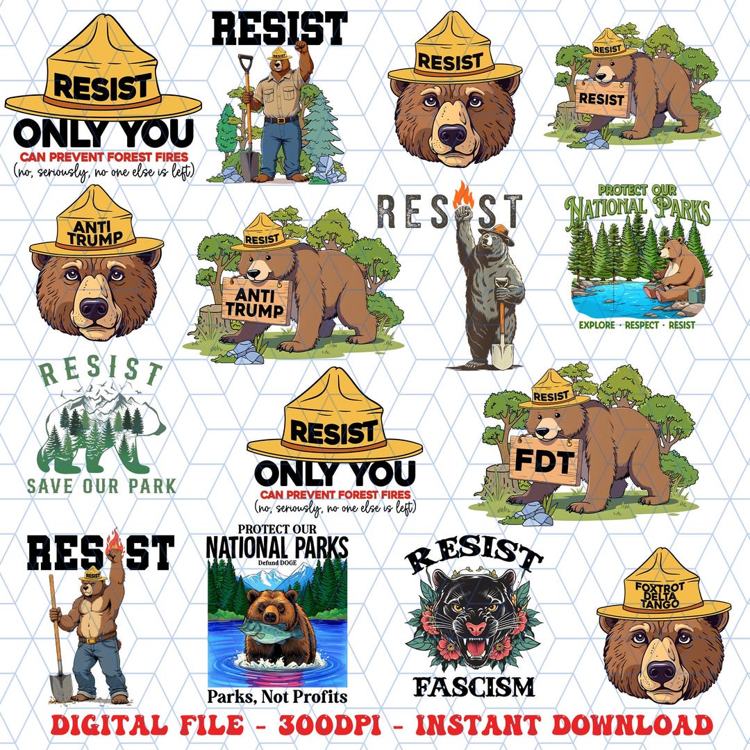 20+ Resist Bear Bundle, Smokey Bear Resist Bundle, Environmental ...