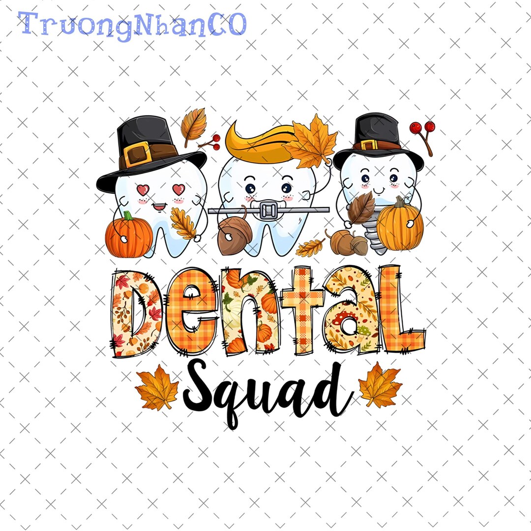 Fall Dental Squad Png, Dentist Fall Season Png, Fall Leaves Dental ...