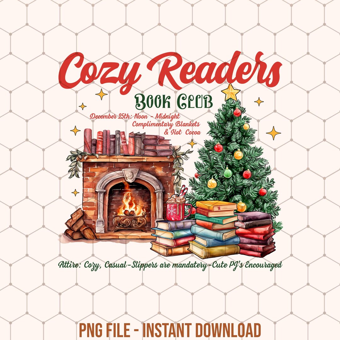 Cozy Reader Book Club Png, Book Lovers Christmas Png, Christmas Bookish ...