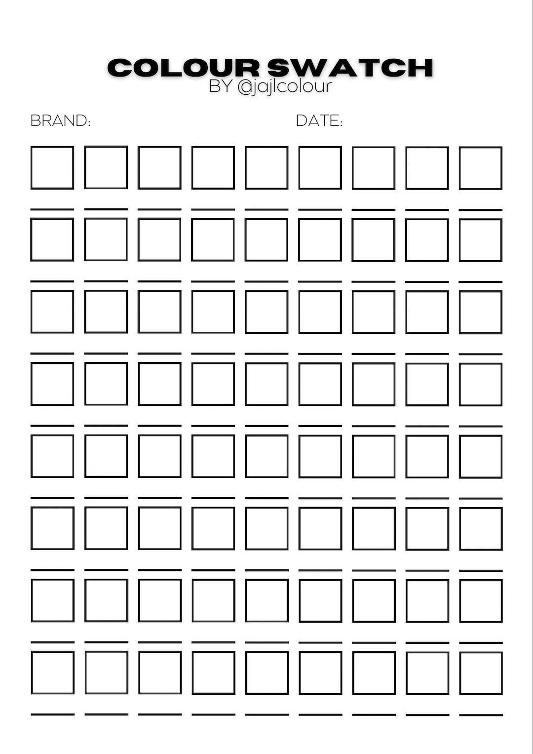 Square Colour Swatch Sheet - Etsy
