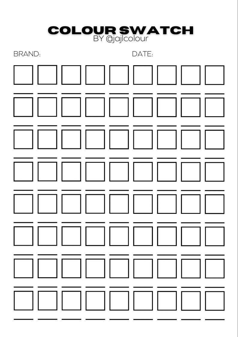 Square Colour Swatch Sheet - Etsy