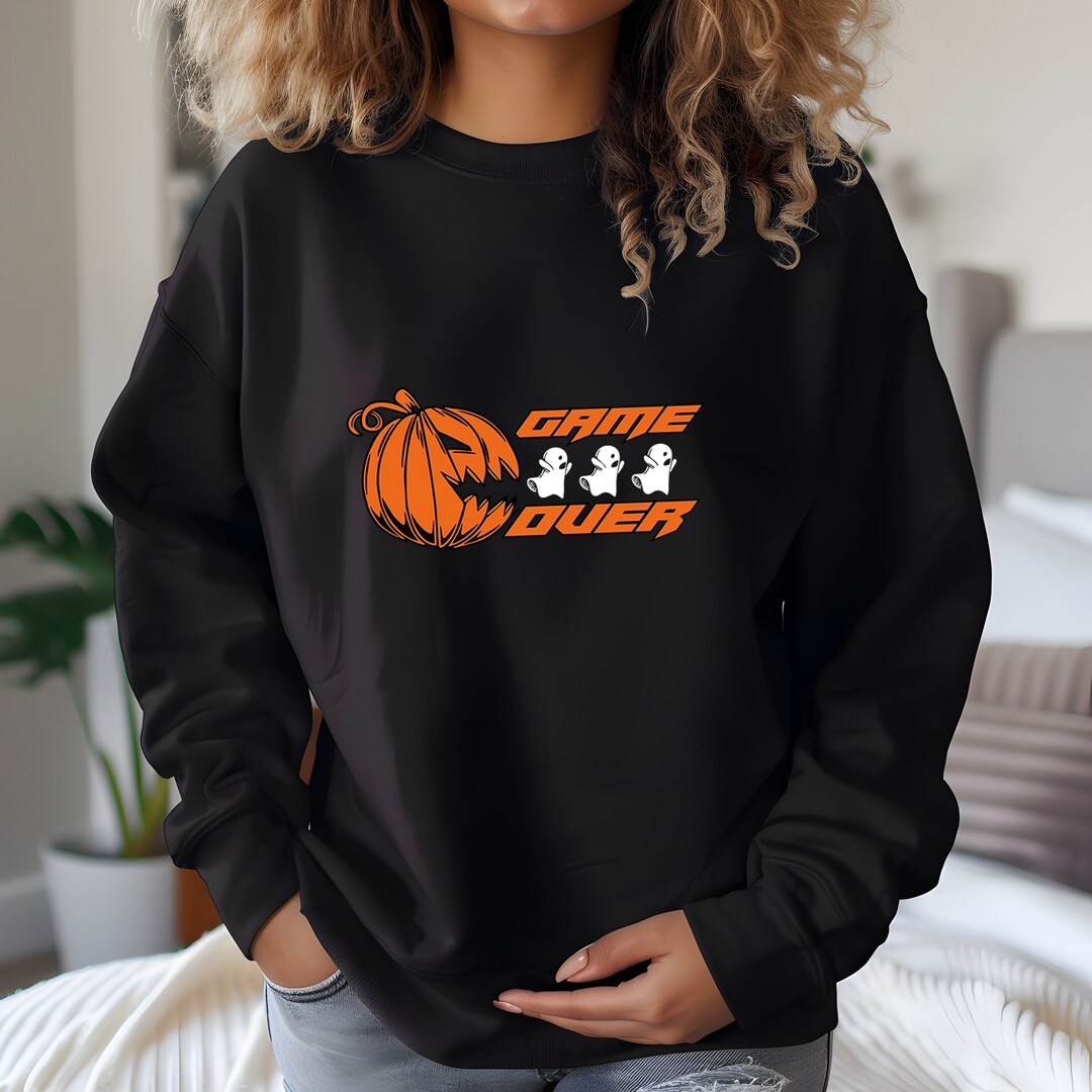 Game Over Halloween Shirt, Pumpkin and Ghost Gamer Tee, Spooky Gaming ...