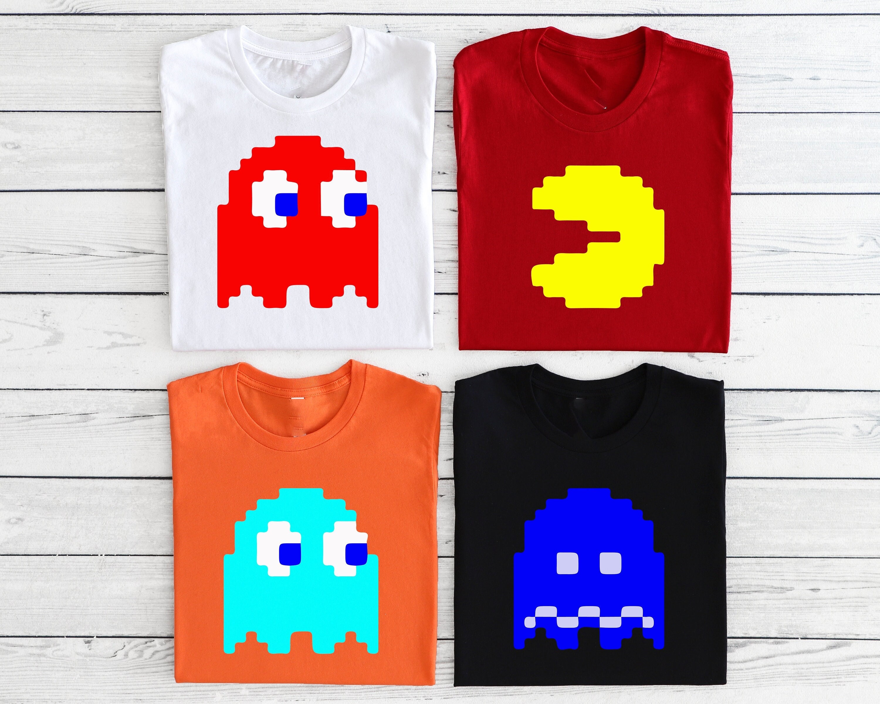 Pacman T-shirt Design, Vintage Pacman Costume Party Shirt ,pacman Group ...