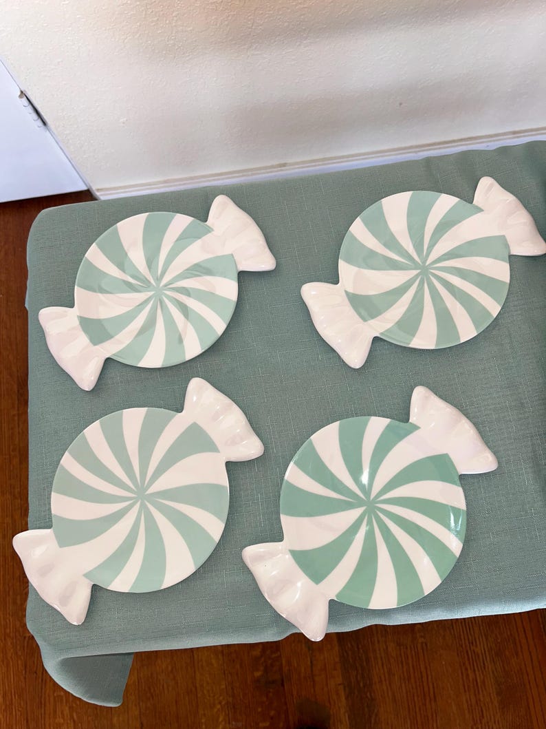 Green Peppermint Appetizer Plate - Etsy