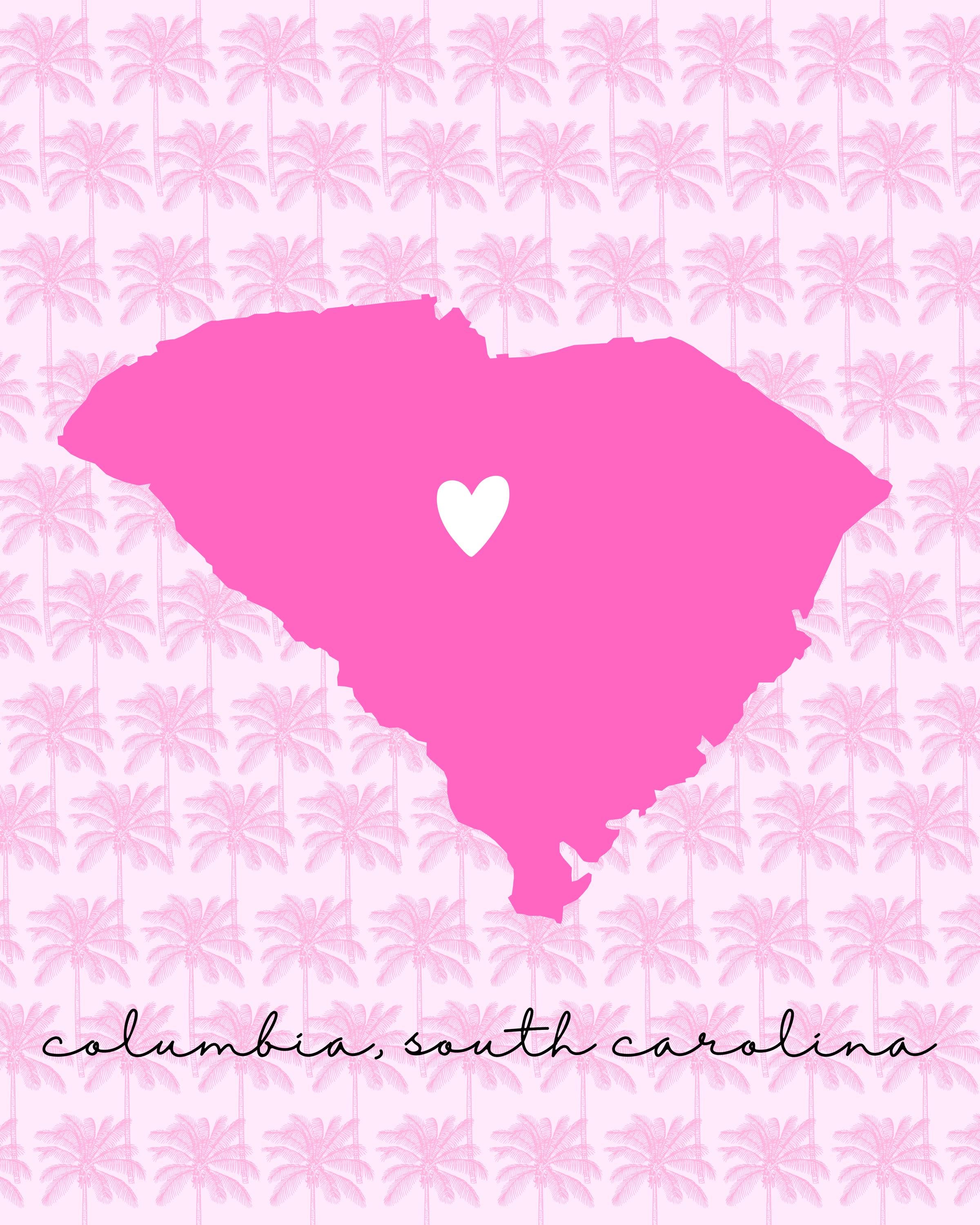 USC University of South Carolina Pink Digital Wall Prints Set of 6 - Etsy