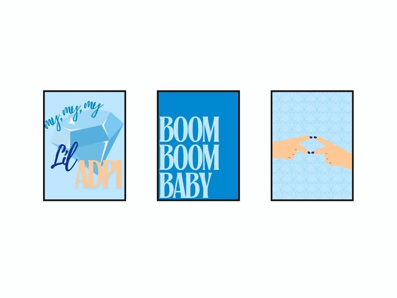 ADPI Alpha Delta Pi Sorority Digital Wall Prints Set of 3 - Etsy