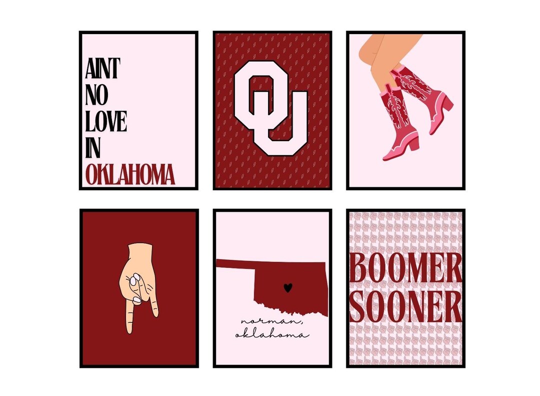 OU Oklahoma Sooners Digital Wall Prints Set of 6 - Etsy
