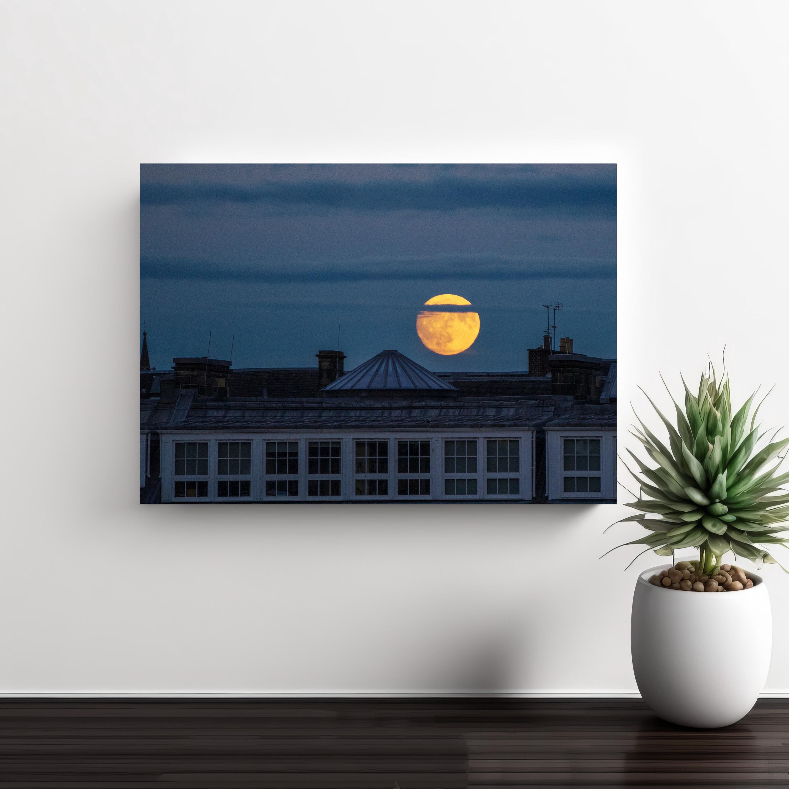 Full Moon Over Edinburgh Poster Scotland Night Sky Print Edinburgh ...