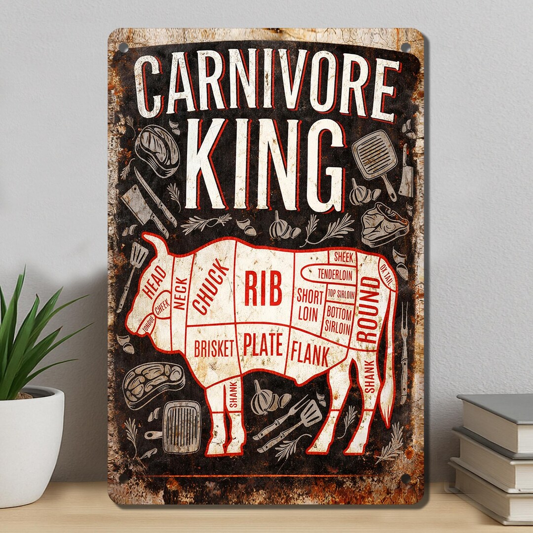 Carnivore King Butcher Chart Metal Sign, Grillhouse BBQ Decor - Etsy
