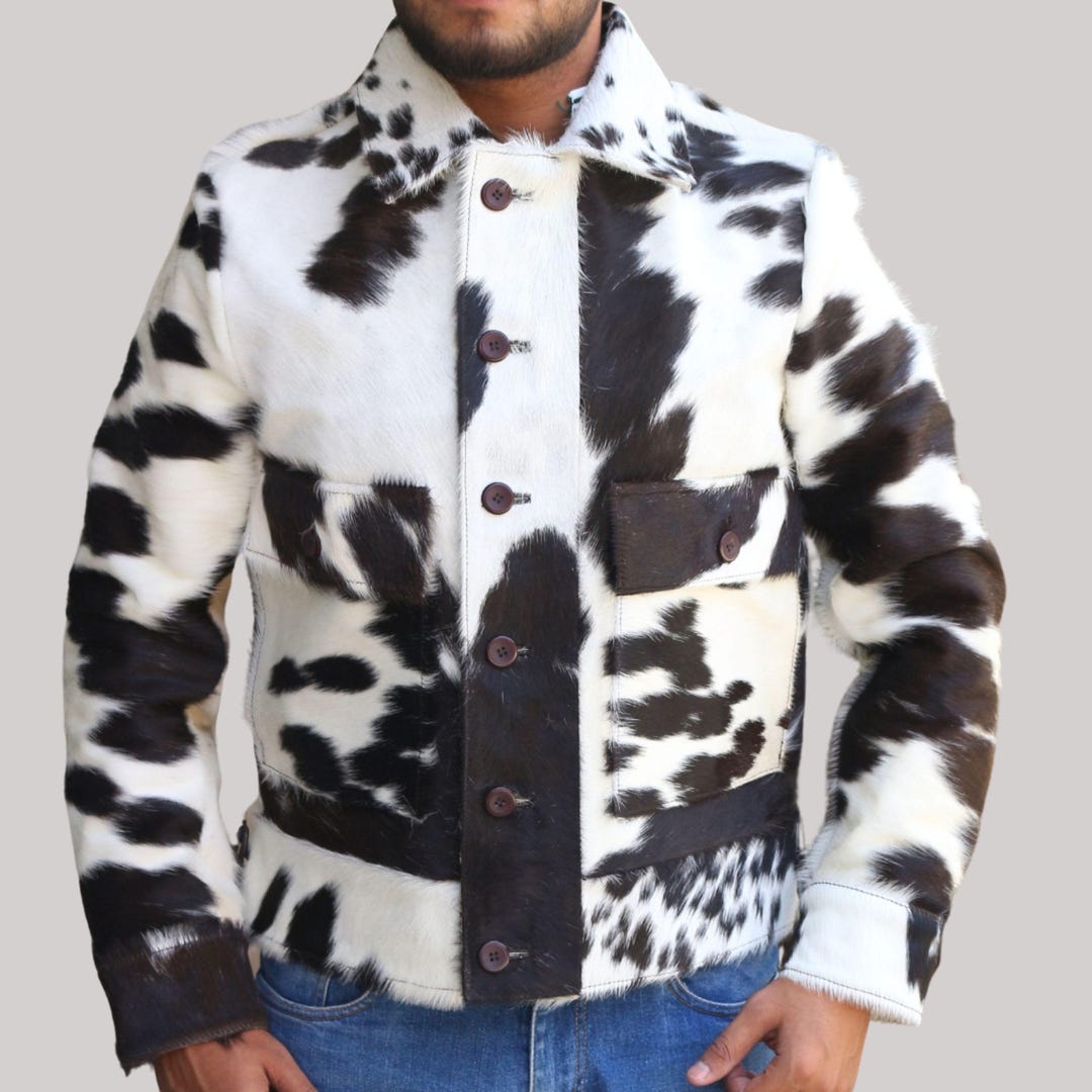 Hair-on Cowhide Jacket: Men's Unique Cow Skin Design - Etsy