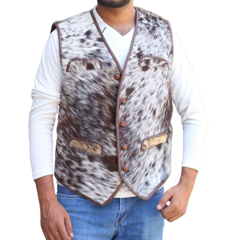 Mens Cowhide Fur Vest: Genuine Pony Skin Western Waistcoat - Etsy