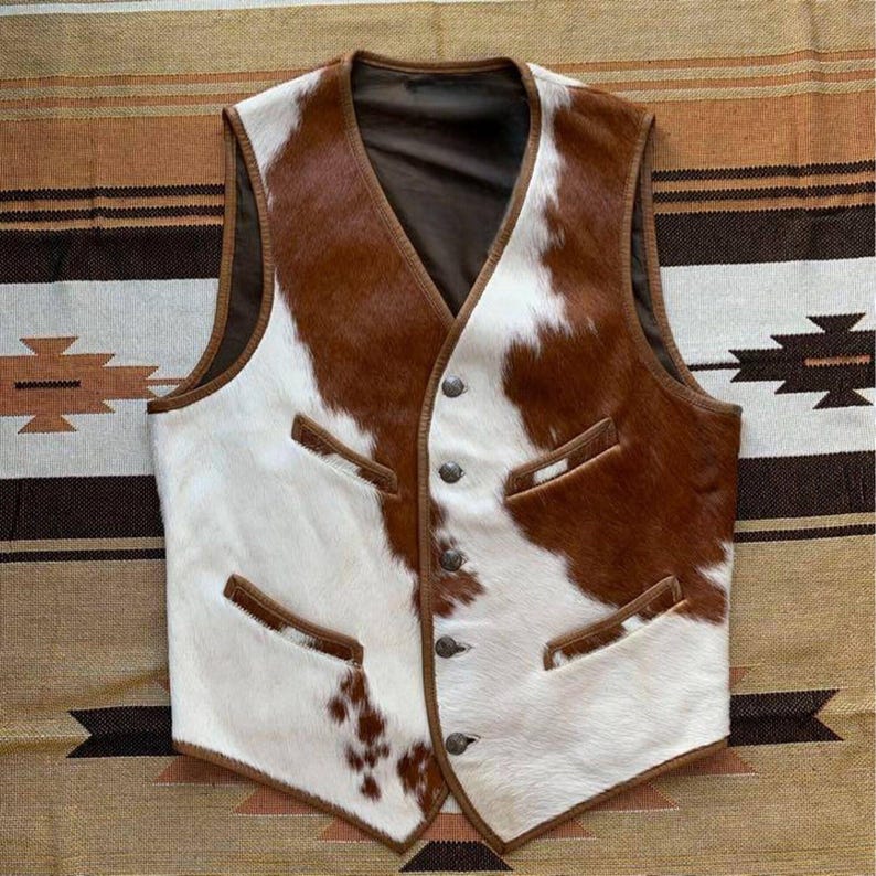 Mens Cowhide Fur Vest: Genuine Pony Skin Western Waistcoat - Etsy