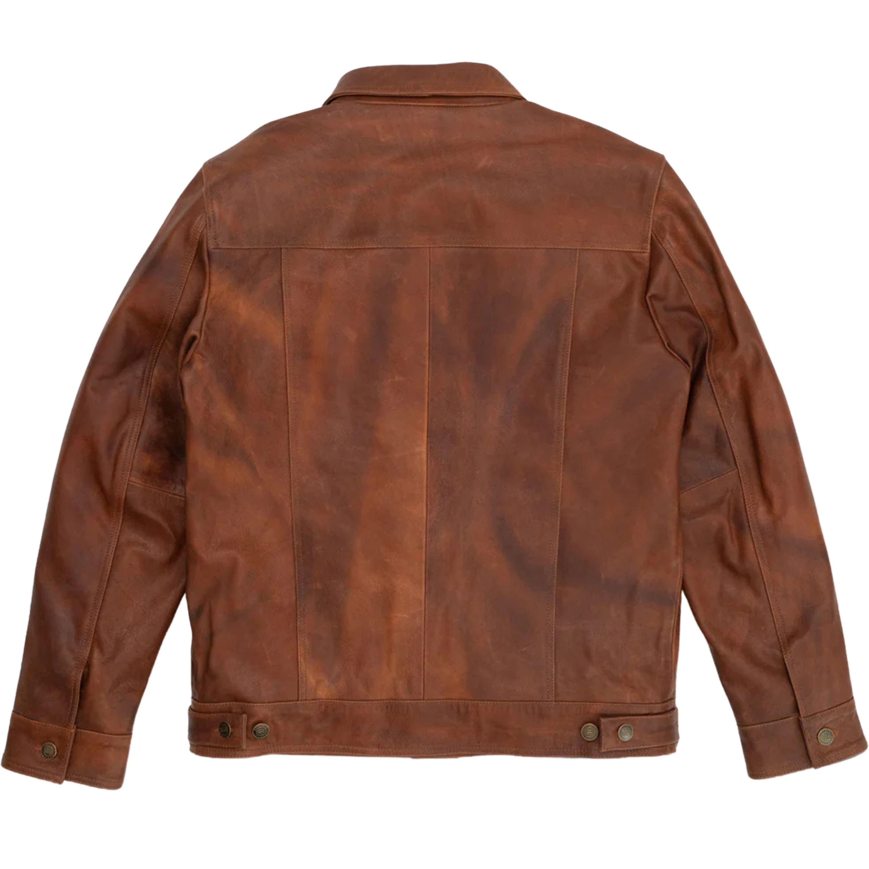 Men's Brown Leather Jacket, Distressed Brown Trucker Jacket, Perfect ...