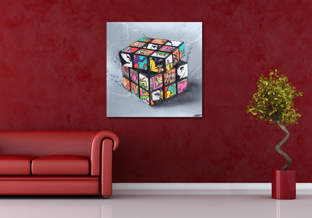 Rubik Cube Graffiti Printings, Graffiti Canvas Decor, Cube Graffiti ...