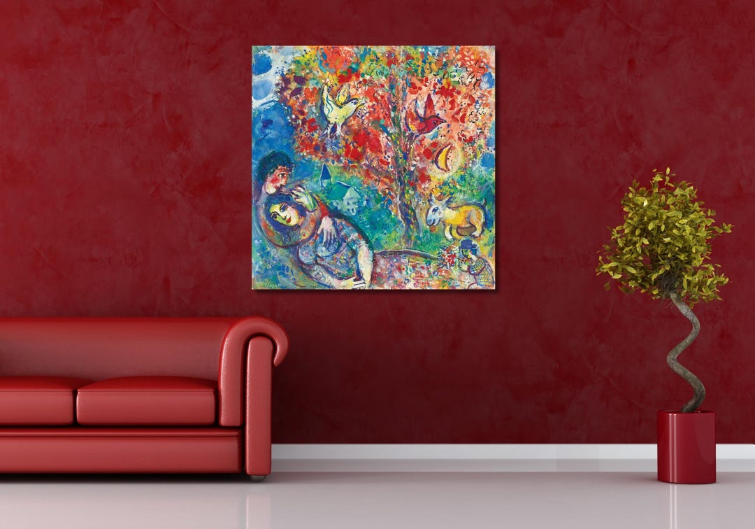 Marc Chagall Couple Under the Tree or Lovers 1962 Oil Painting Art ...