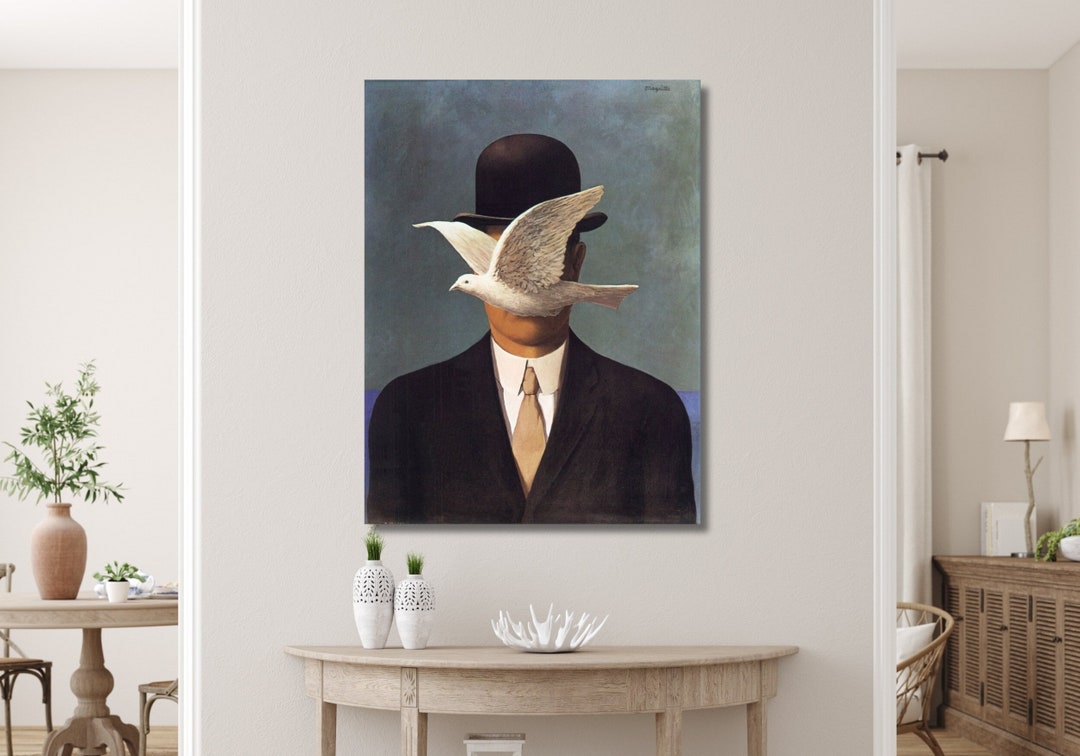 René Magritte Man in a Bowler Hat 1964 Painting,rene Magritte Artwork ...