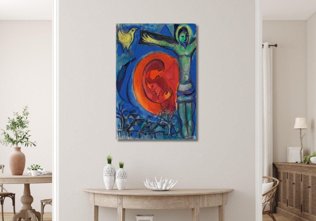 Marc Chagall Christ Au Couple En Rouge Oil Painting Prints, Marc ...