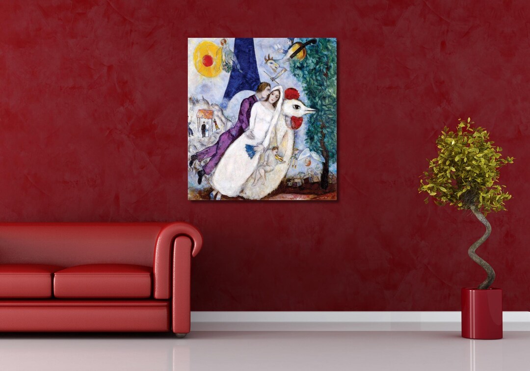 Marc Chagall the Betrothed and Eiffel Tower 1913 Painting,abstract Wall ...