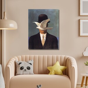 René Magritte Man in a Bowler Hat 1964 Painting,rene Magritte Artwork ...