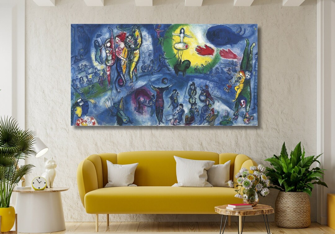 Marc Chagall Blue Circus Painting Poster, Marc Chagall Canvas Wall Art ...