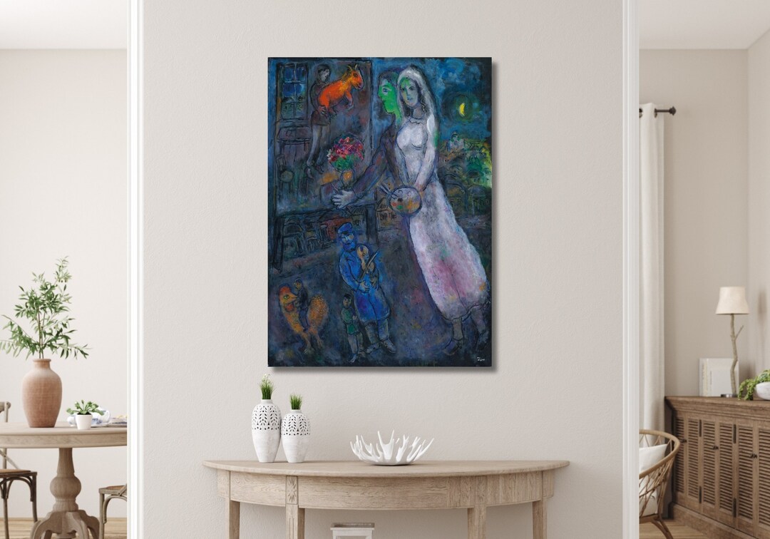 Marc Chagall"newlyweds and Violinist Painting, Marc Chagall Artwork ...