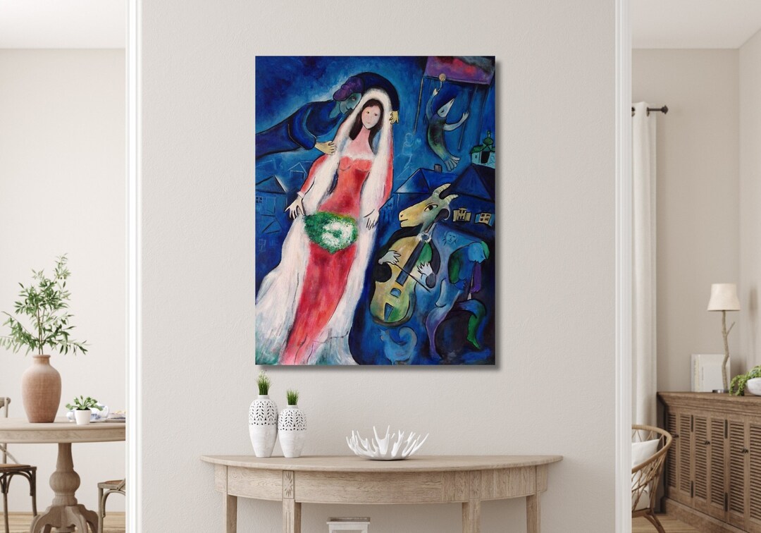Marc Chagall Bride and Violinist Goat Painting, Marc Chagall Artwork ...