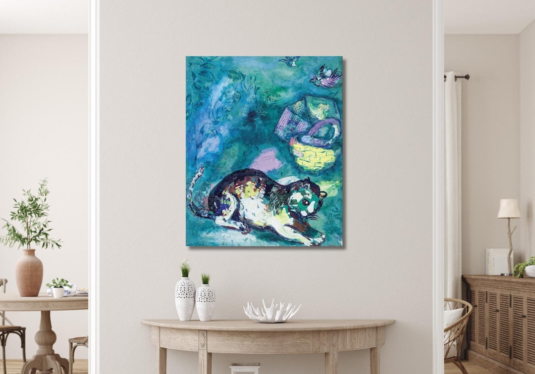 Marc Chagall Blue Cat Oil Painting Prints, Marc Chagall Artwork, Marc ...