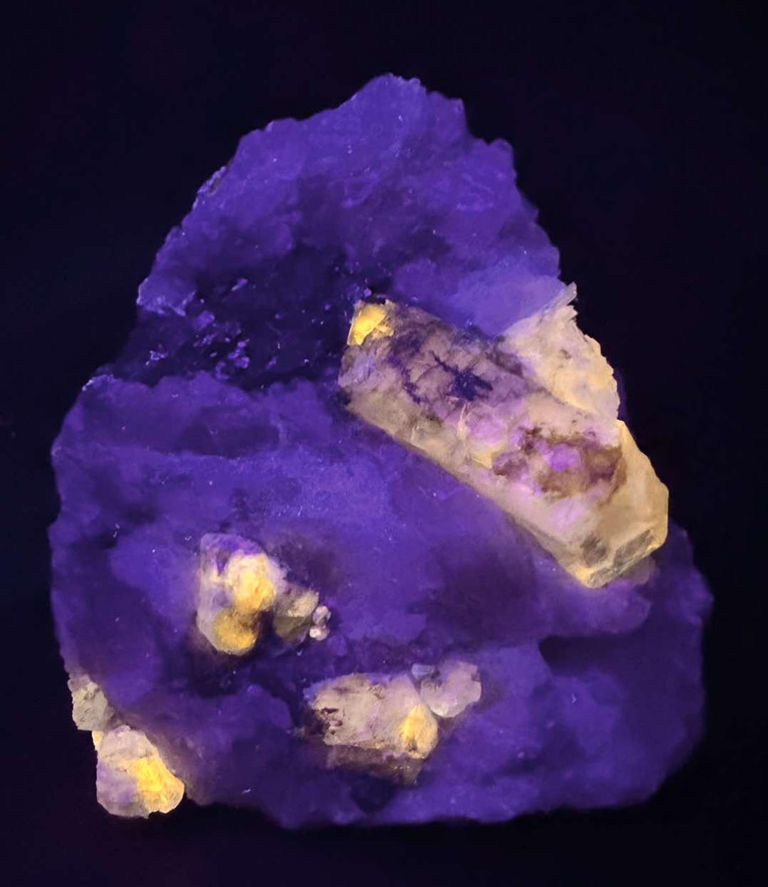 400 GM Fluorescent Lemon Fire Wernerite Crystal on Calcite Matrix From ...