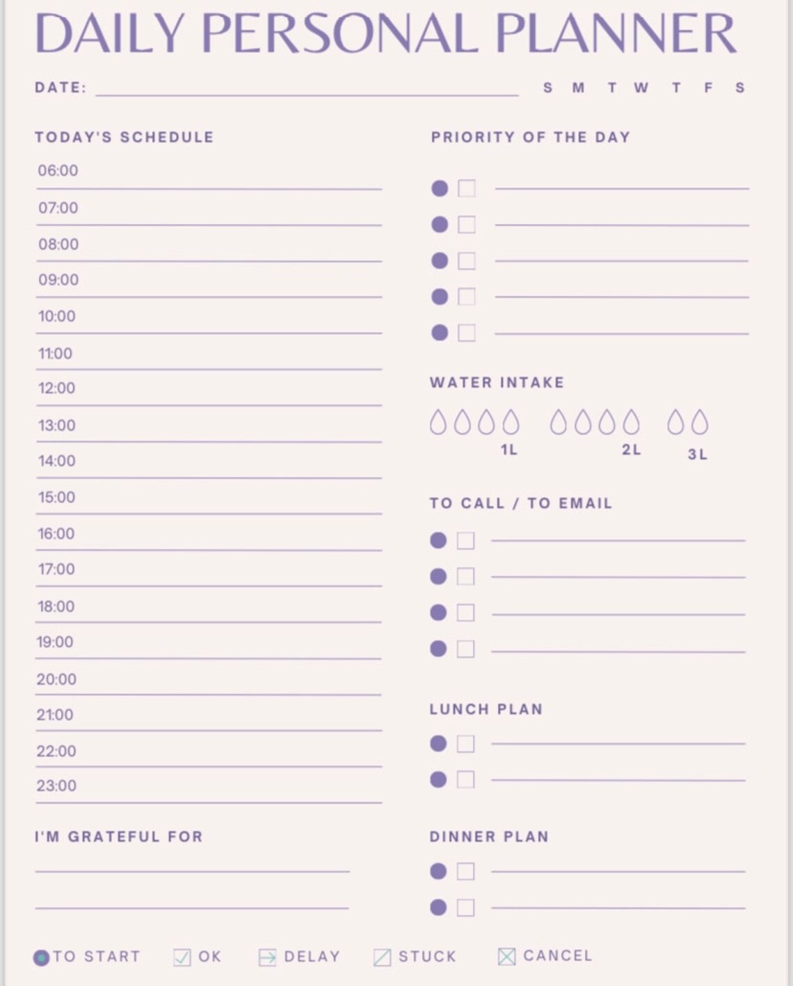 Printable 7 Day Daily Personal Motivational Planner - Etsy