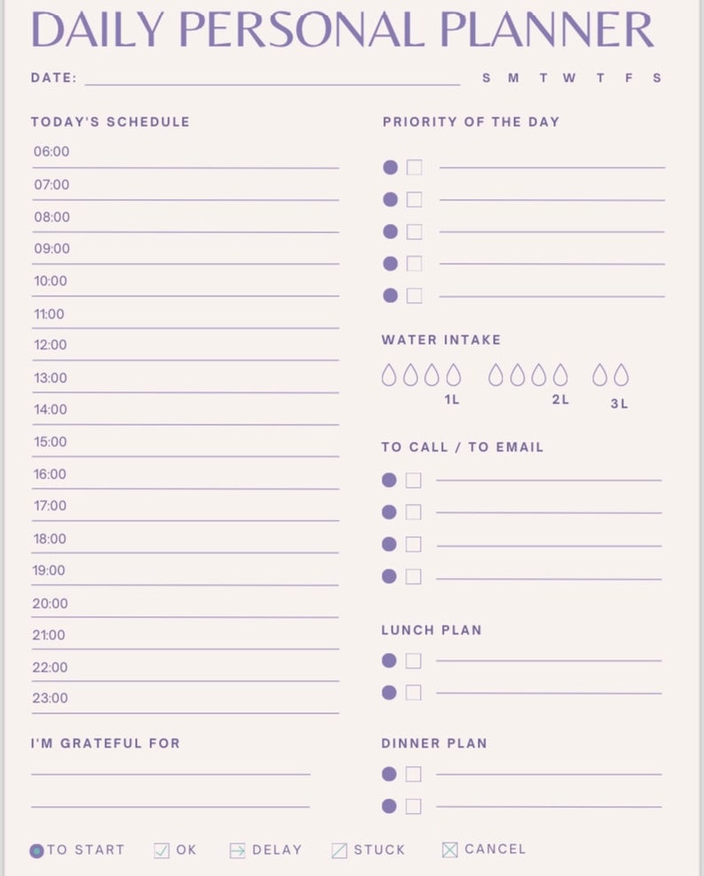 Printable 7 Day Daily Personal Motivational Planner - Etsy