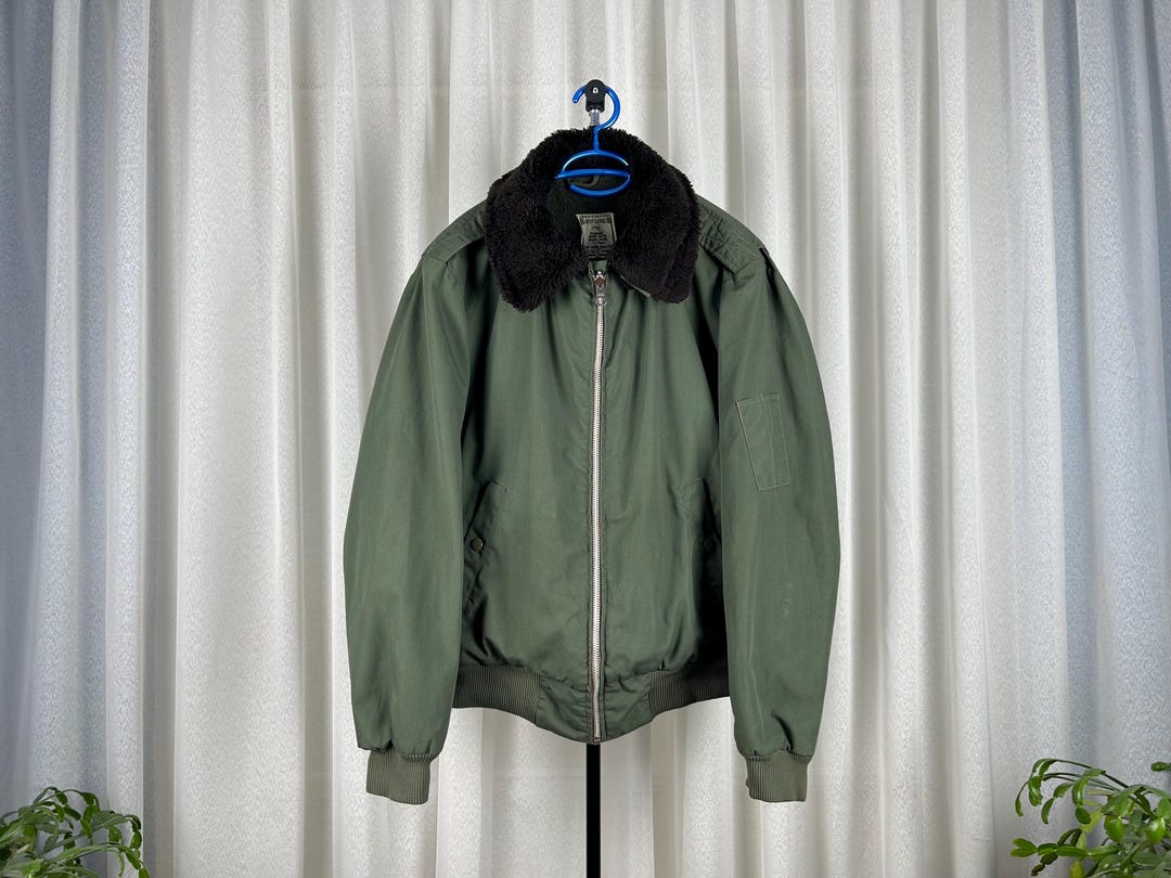 1973 Belgian Military Bomber Jacket Pilot Style Cold-weather Outerwear ...