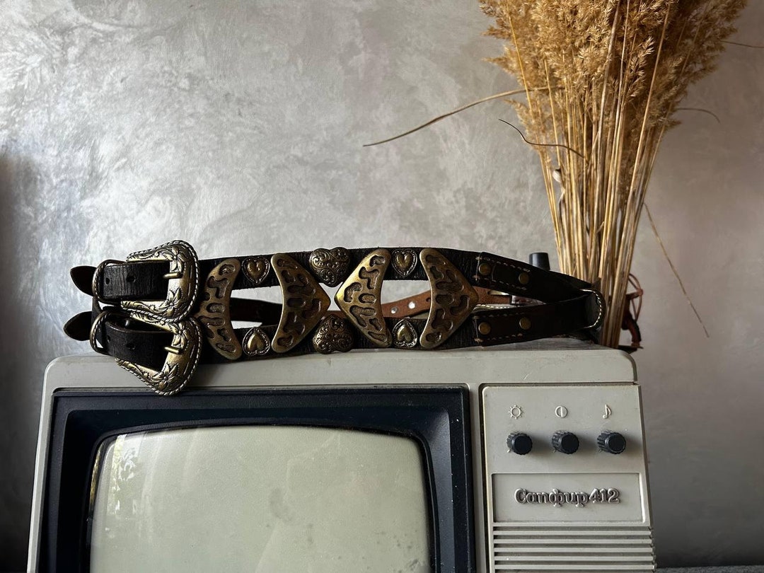Rare 80s Austrian Leather and Metal Belt G. Sima Design With Four ...