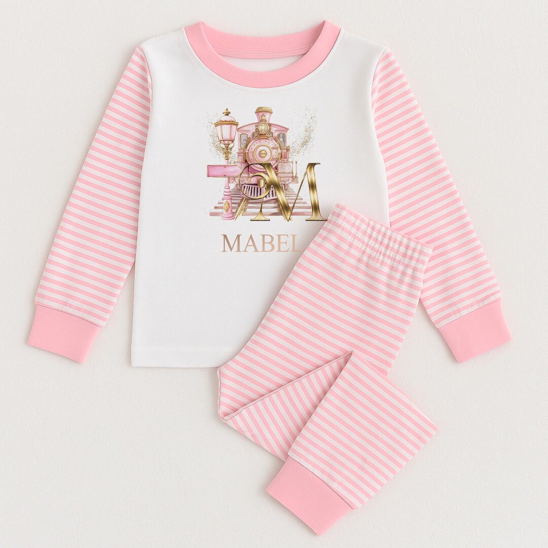 Personalised Pink Polar Express Christmas Pyjamas | Girls Christmas ...