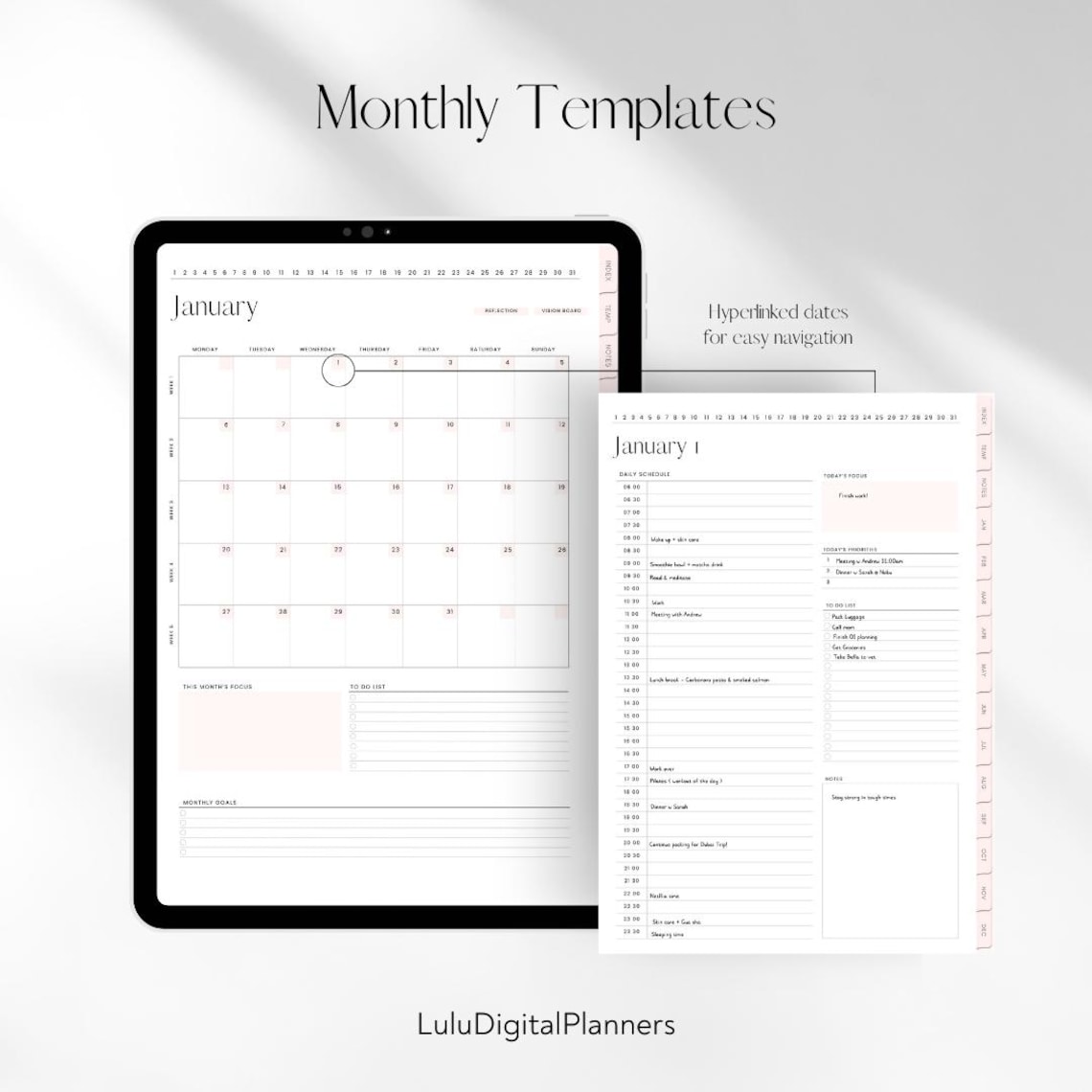 2025 Pink Digital Planner-minimalist Dated Calendar, Goodnotes ...
