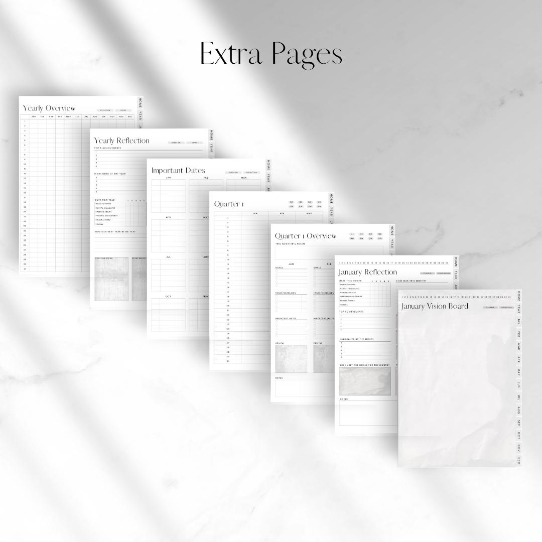 Digital Planner-grunge Distressed Emo Gray Undated Calendar 478 Pages ...
