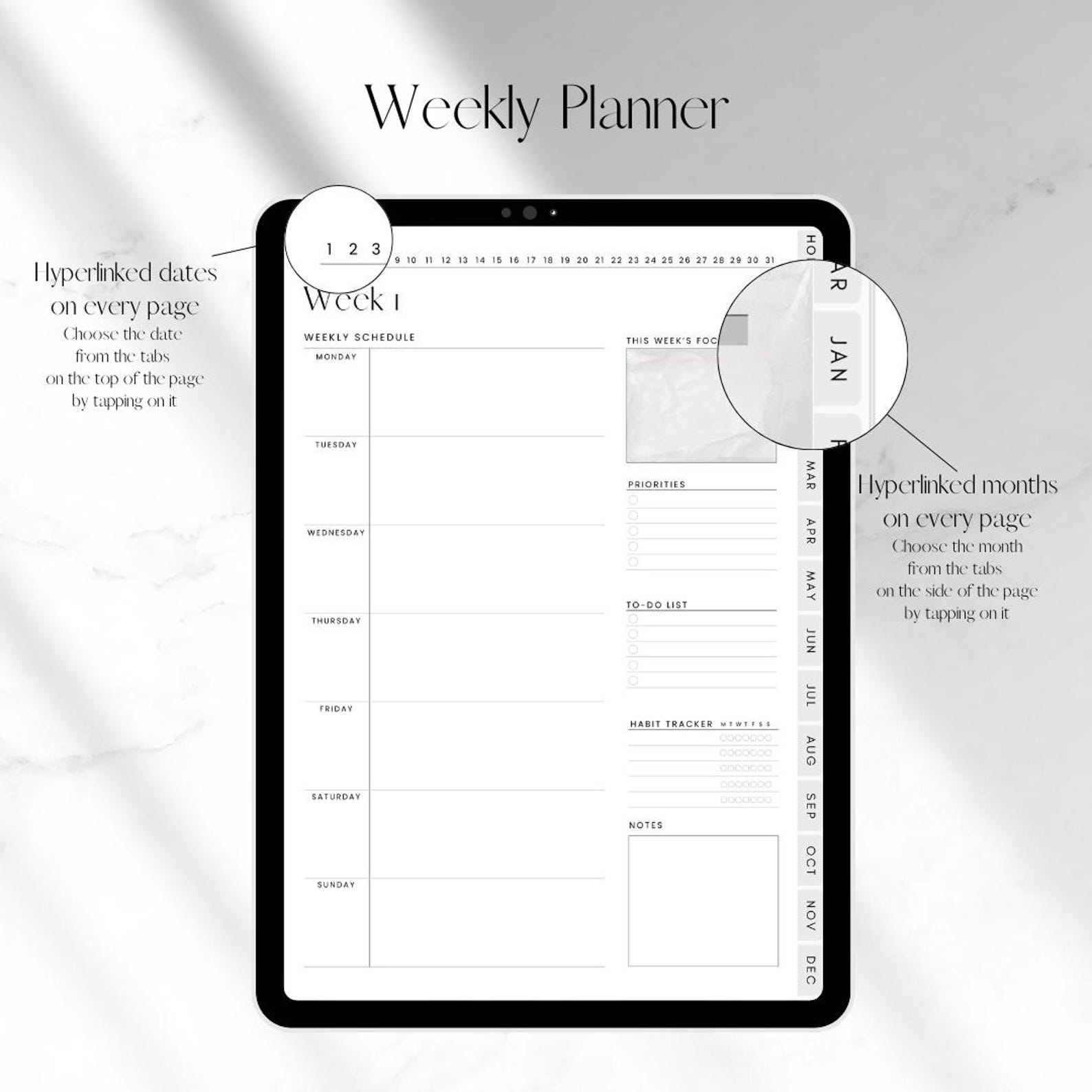 Digital Planner-grunge Distressed Emo Gray Undated Calendar 478 Pages ...