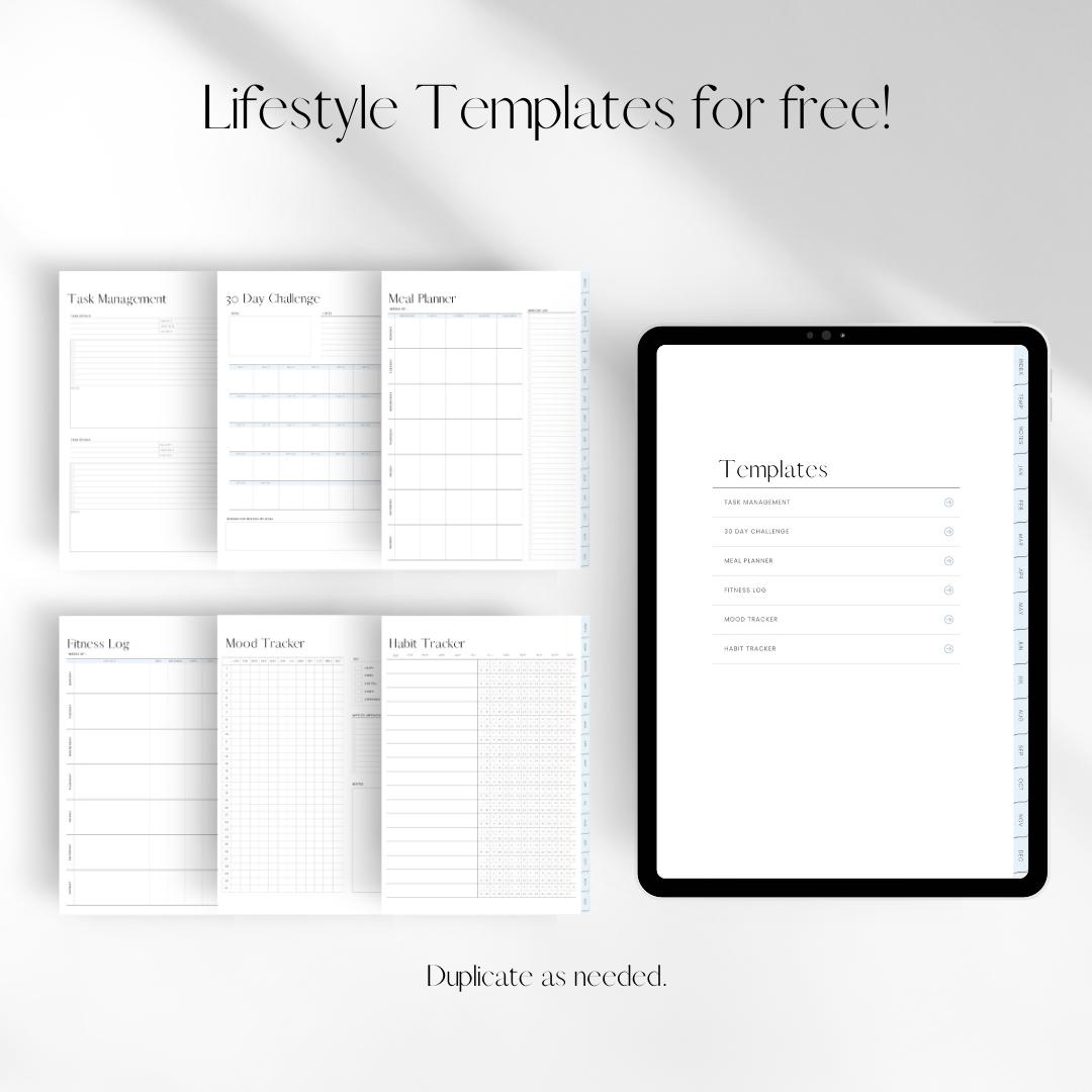 2025 Blue Digital Planner-minimalist Dated Calendar, Goodnotes ...