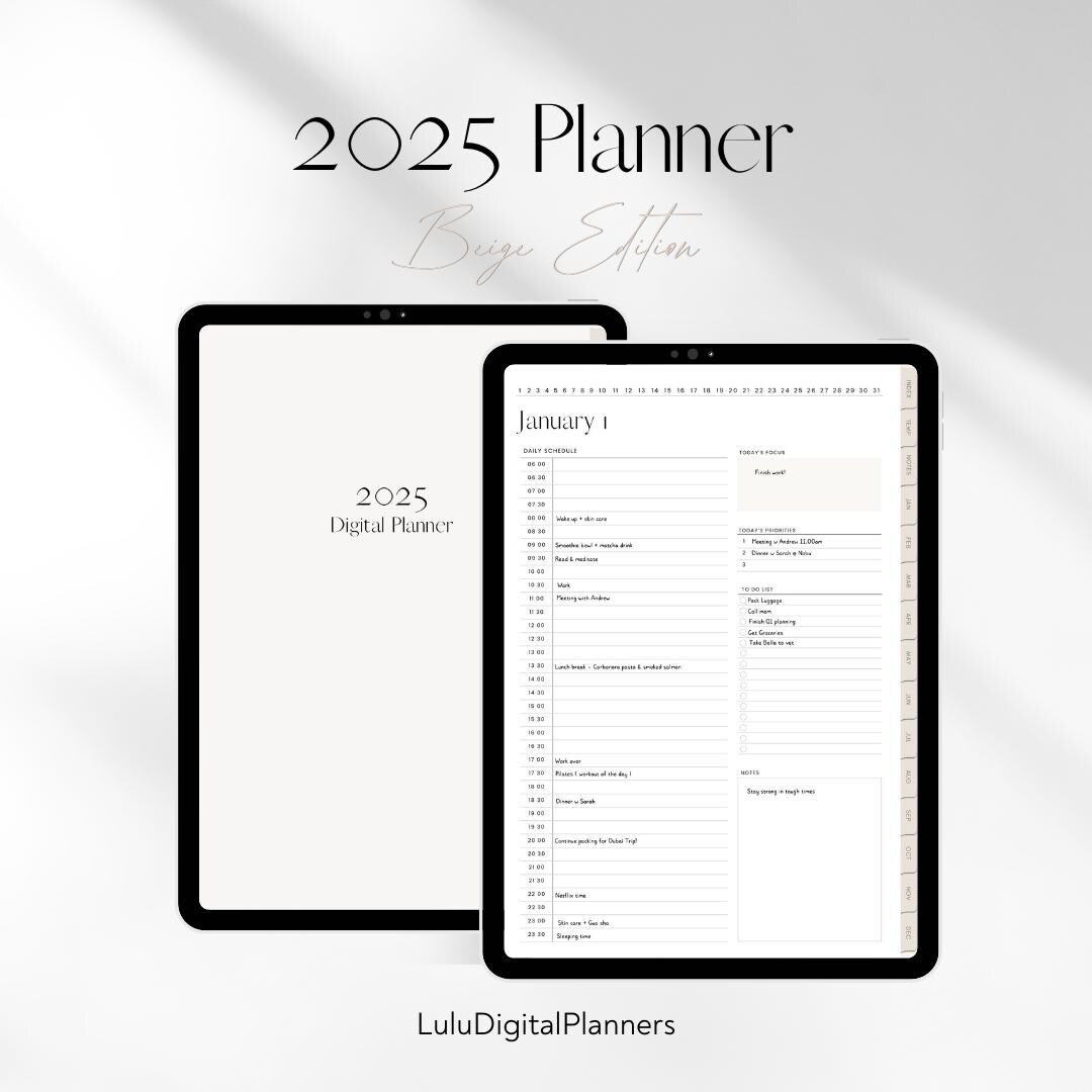 2025 Beige Digital Planner-minimalist Dated Calendar, Goodnotes ...