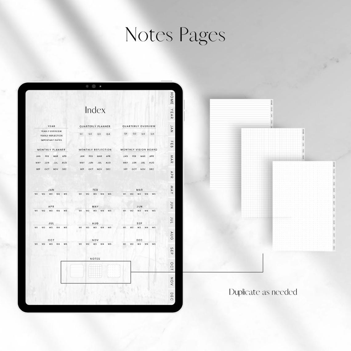 Digital Planner-grunge Distressed Emo Gray Undated Calendar 478 Pages ...