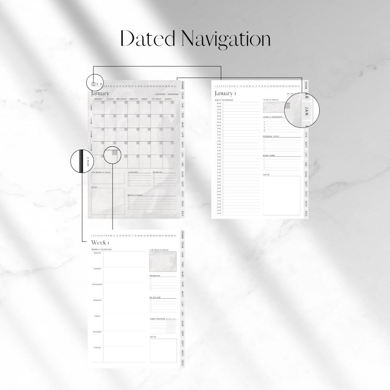 Digital Planner-grunge Distressed Emo Gray Undated Calendar 478 Pages ...