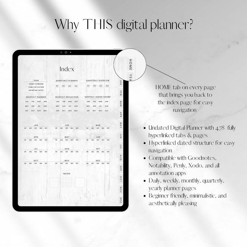 Digital Planner-grunge Distressed Emo Gray Undated Calendar 478 Pages ...