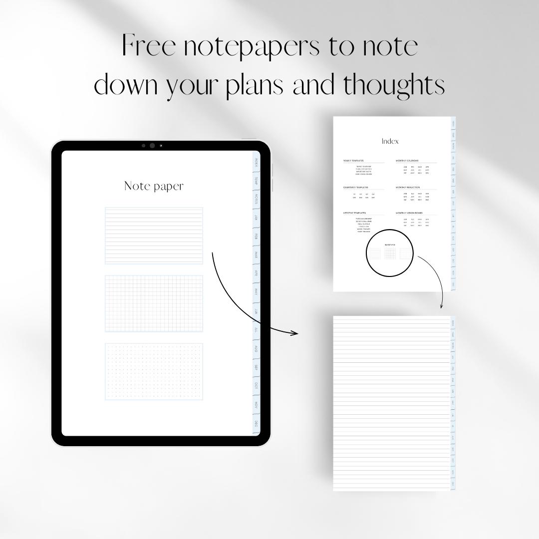 2025 Blue Digital Planner-minimalist Dated Calendar, Goodnotes ...