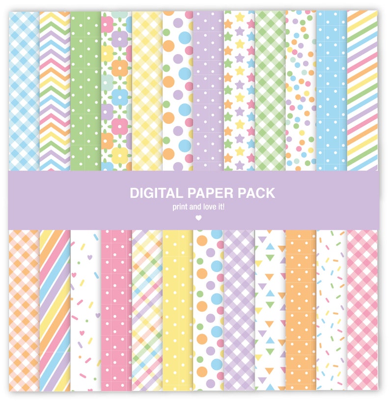 Pastels Digital Paper Pretty Baby Pastels Modern Design Backgrounds, 24 ...